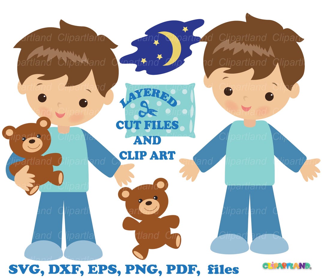 INSTANT Download. Cute Pajamas Boy Svg Cut Files and Clip Art. Personal ...