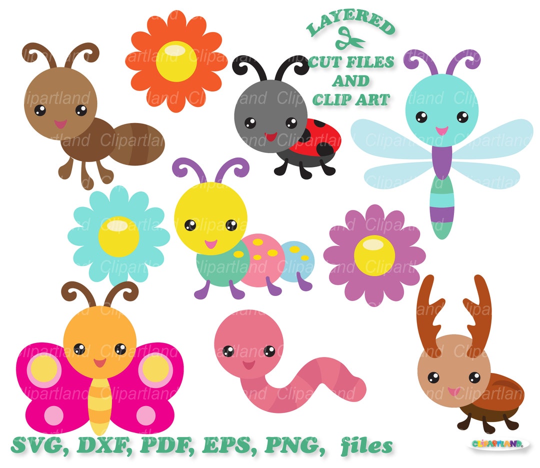 INSTANT Download. Cute Insects Bundle Cut Files and Clip Art ...