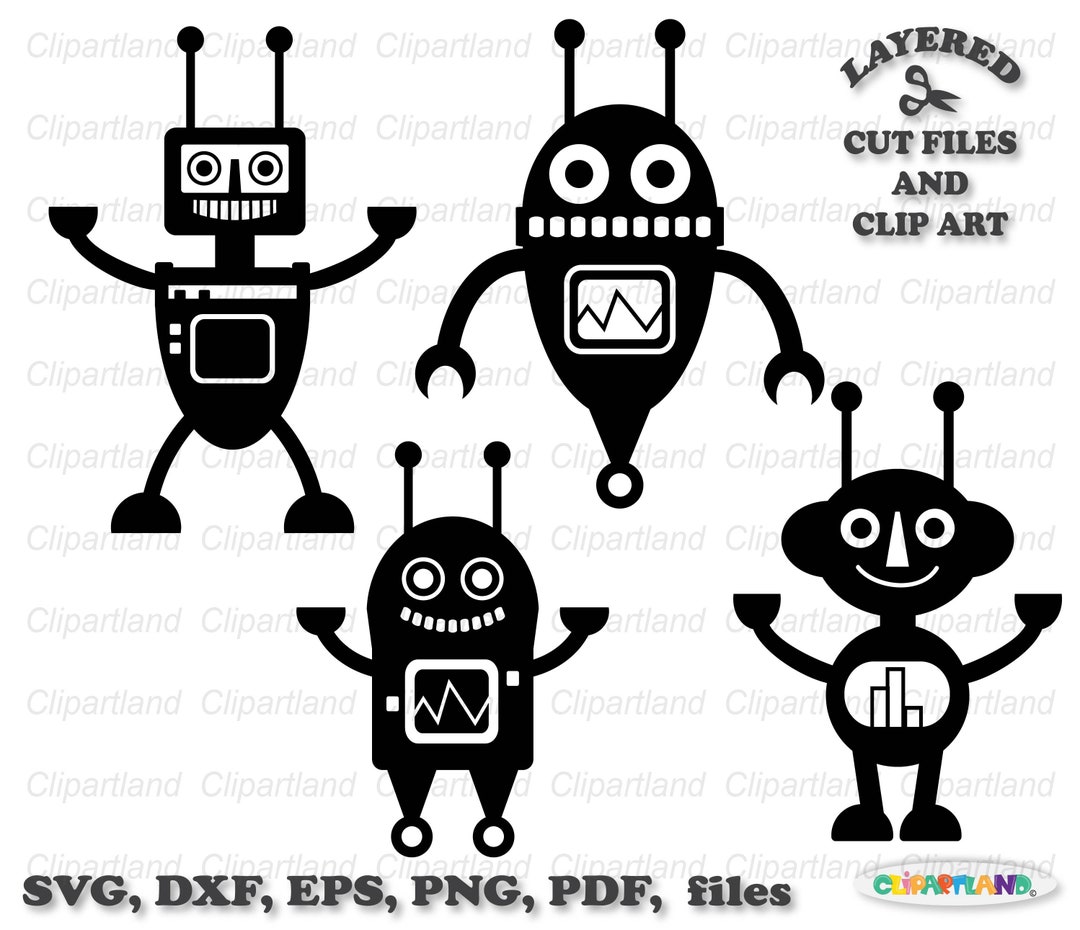 INSTANT Download. Cute Robot Silhouette Svg Cut Files. Personal and ...