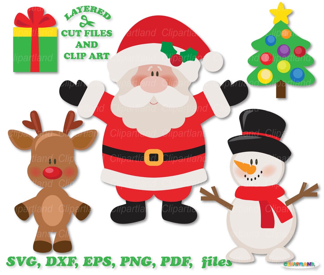INSTANT Download. Cute Cartoon Santa Claus Bundle Cut Files and Clip ...