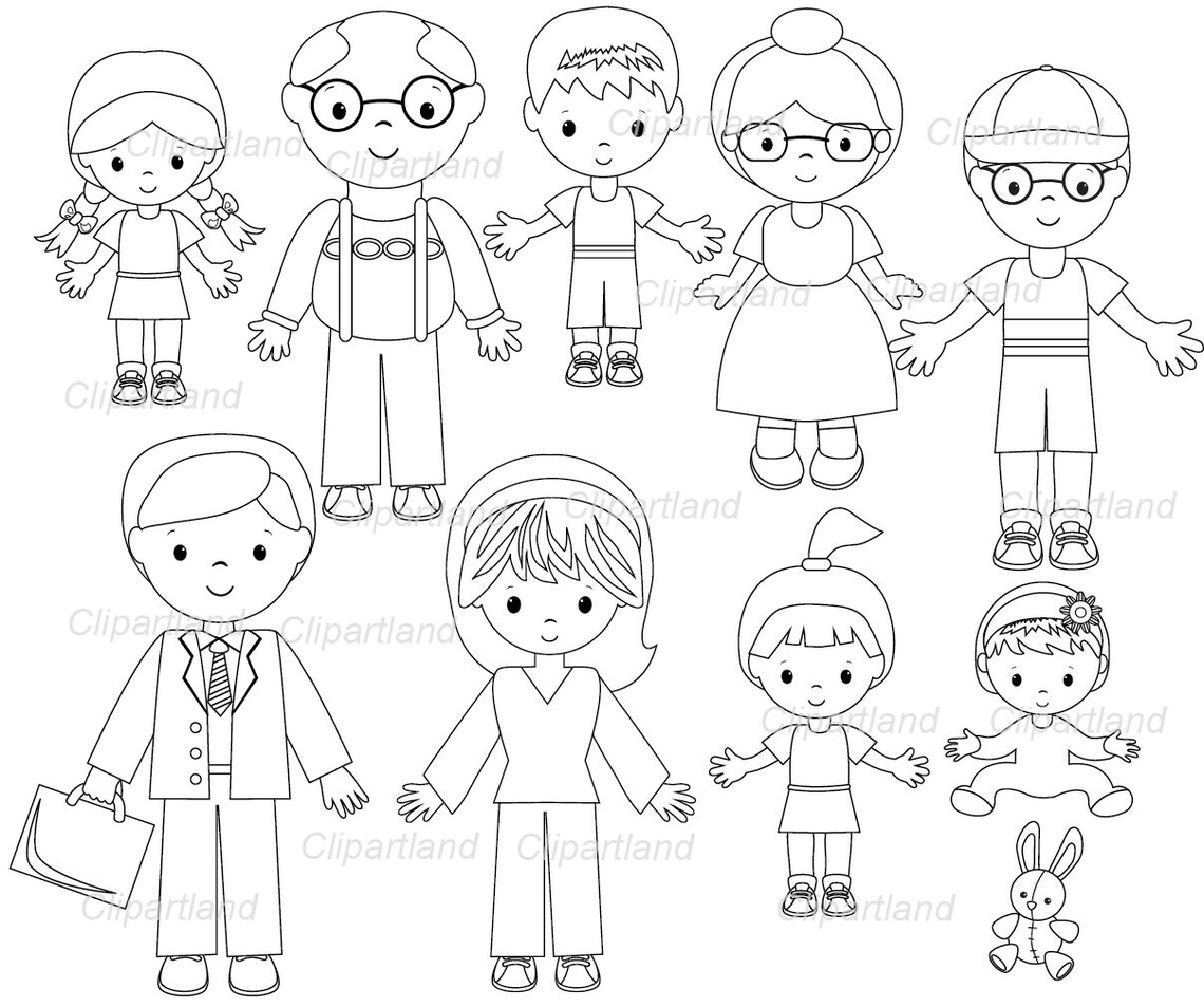 SALE Instant Download. Family Clip Art. Digital Stamps. | Etsy