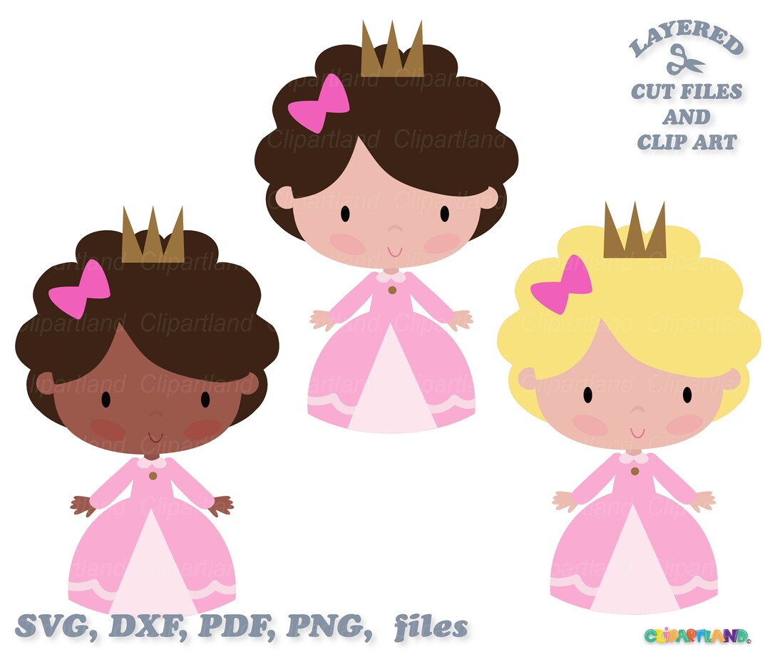 INSTANT Download. Cute Princess Girl Set Svg Cut File and Clip Art ...
