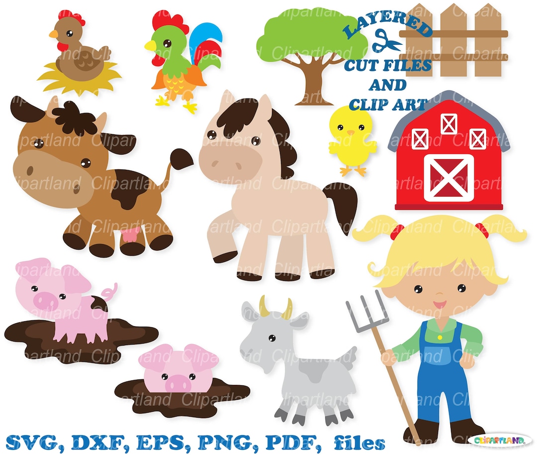 INSTANT Download. Cute Farm Animals Cut Files and Clip Art. Personal ...