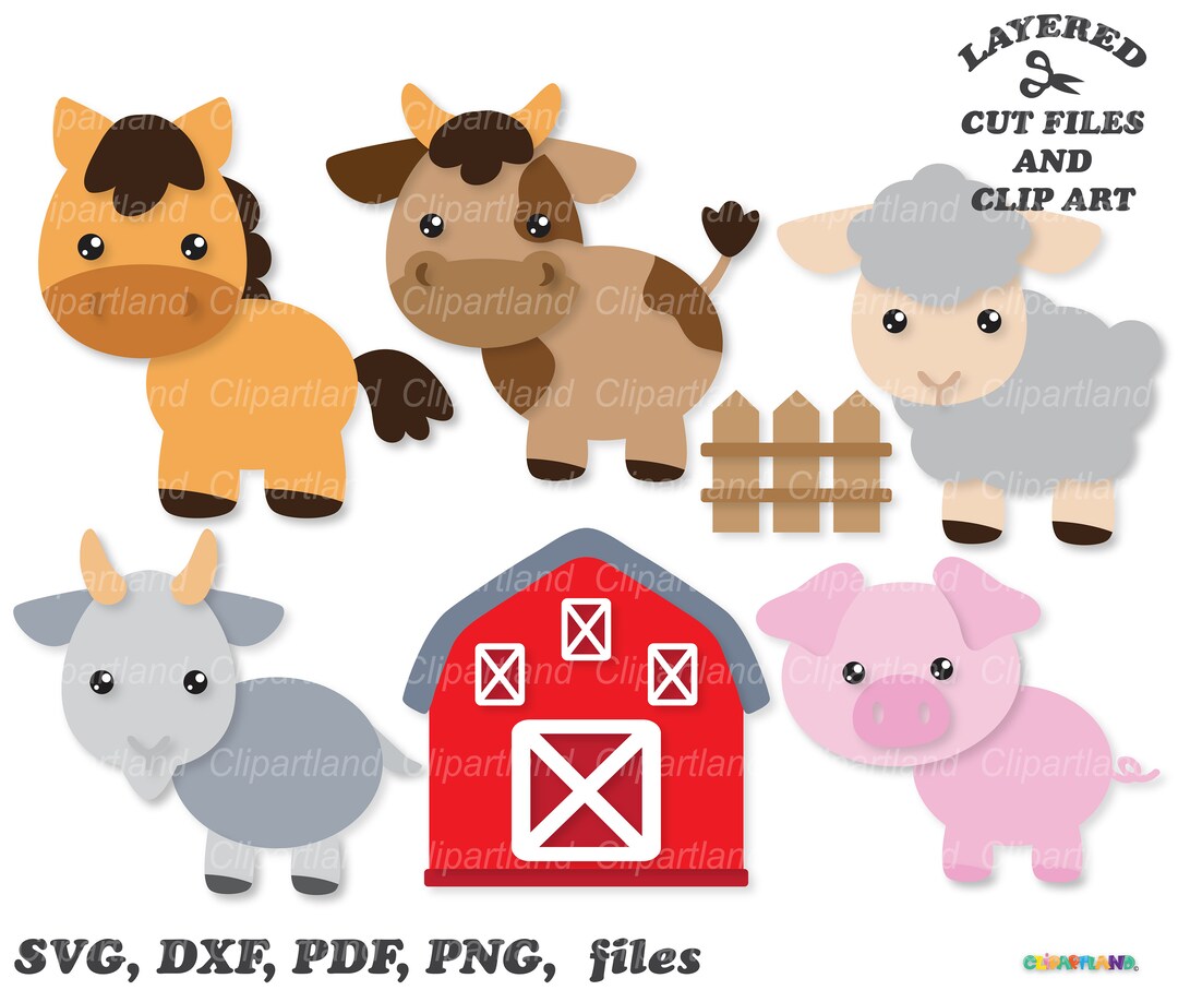 INSTANT Download. Commercial License is Included ! Cute Farm Animals ...