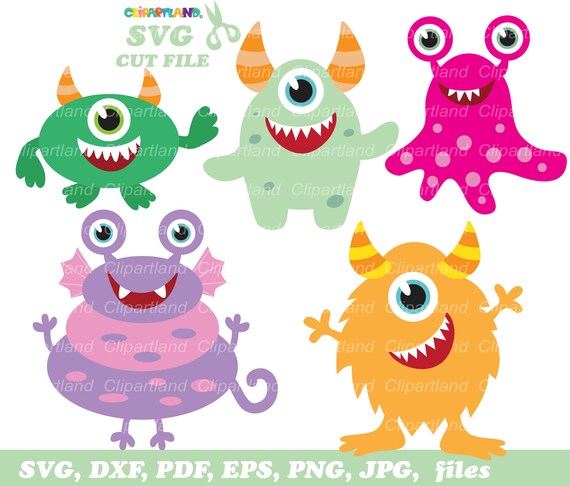 INSTANT Download. Cute monster svg cut file and clip art. | Etsy