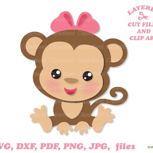 INSTANT Download. Cute Monkey Girl Cut Files and Clip Art. Commercial ...