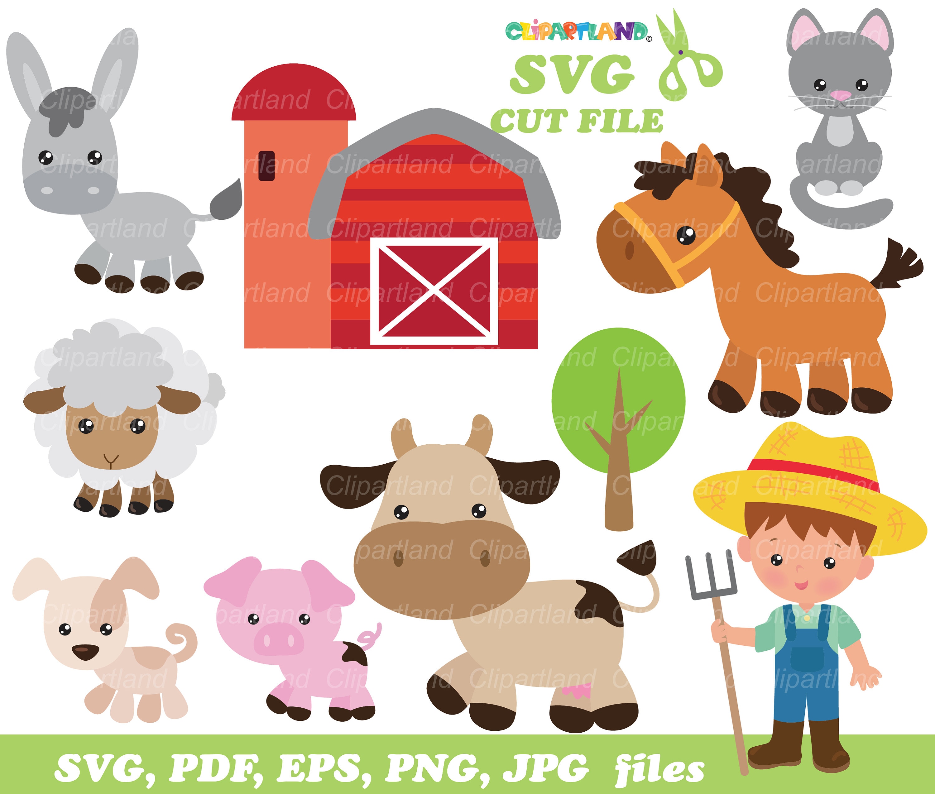 INSTANT Download. Farm Animals Svg Cut Files. Cf_5. Personal - Etsy ...