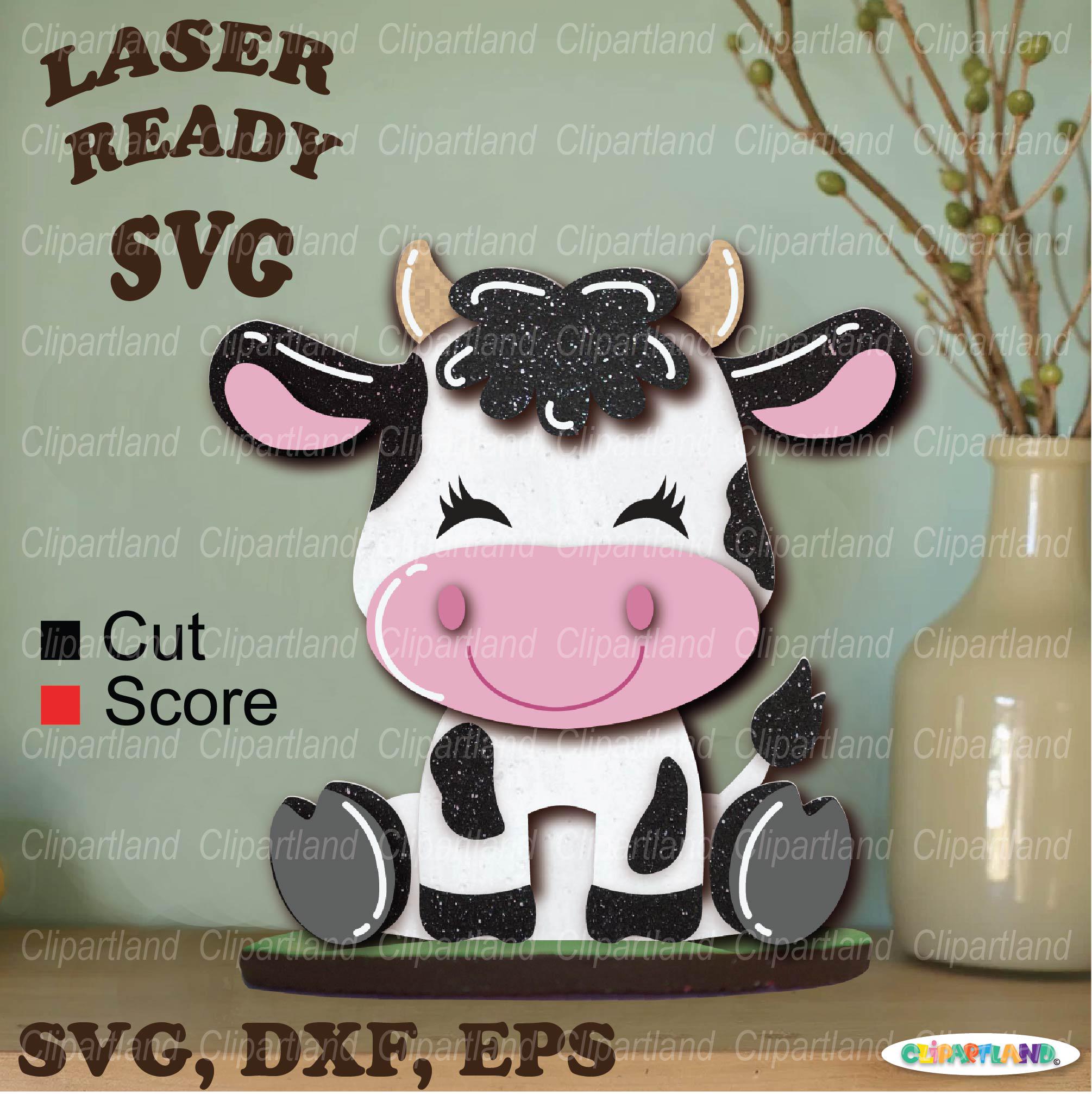 INSTANT Download. Cute Sitting Cow for Laser Cutting. Buildable Cow Svg ...