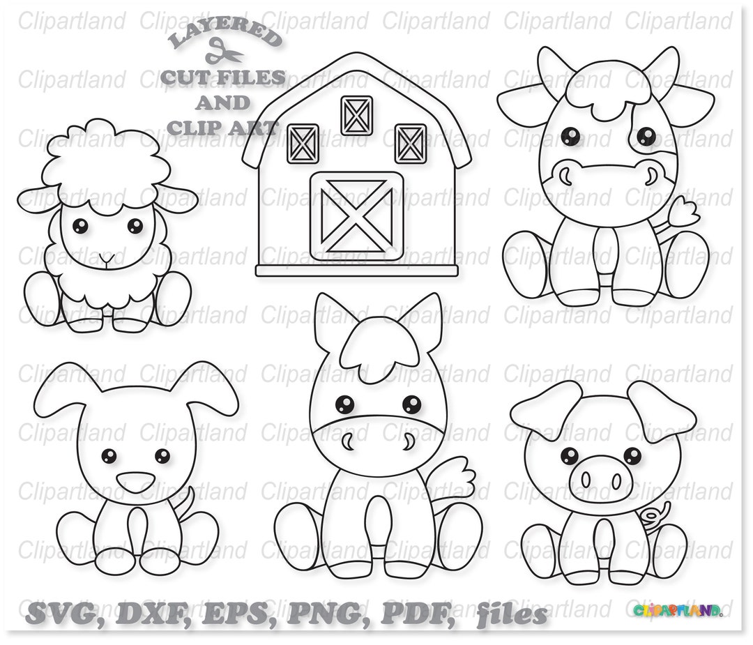 INSTANT Download. Farm Animals Digital Stamp Cut Files and Clip Art ...
