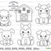 INSTANT Download. Farm Animals Digital Stamp Cut Files and Clip Art ...
