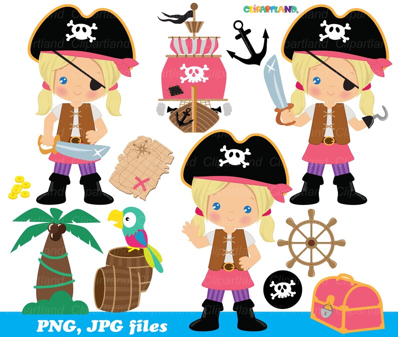 INSTANT Download. Pirate girl clip art. Cp_89_girl. Personal | Etsy