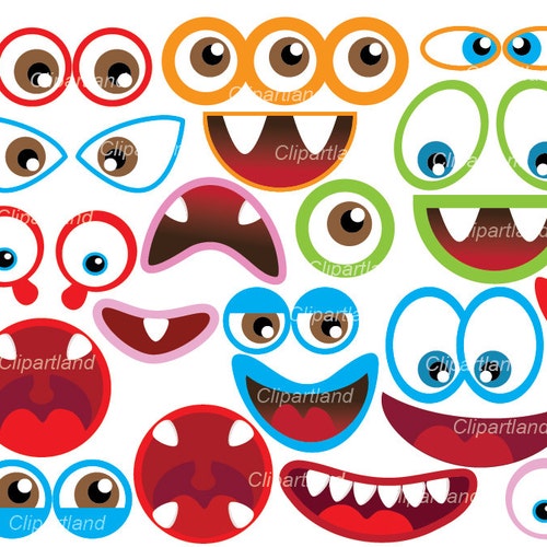 INSTANT DOWNLOAD. Monster Eyes and Monster Mouths Clip Art. - Etsy