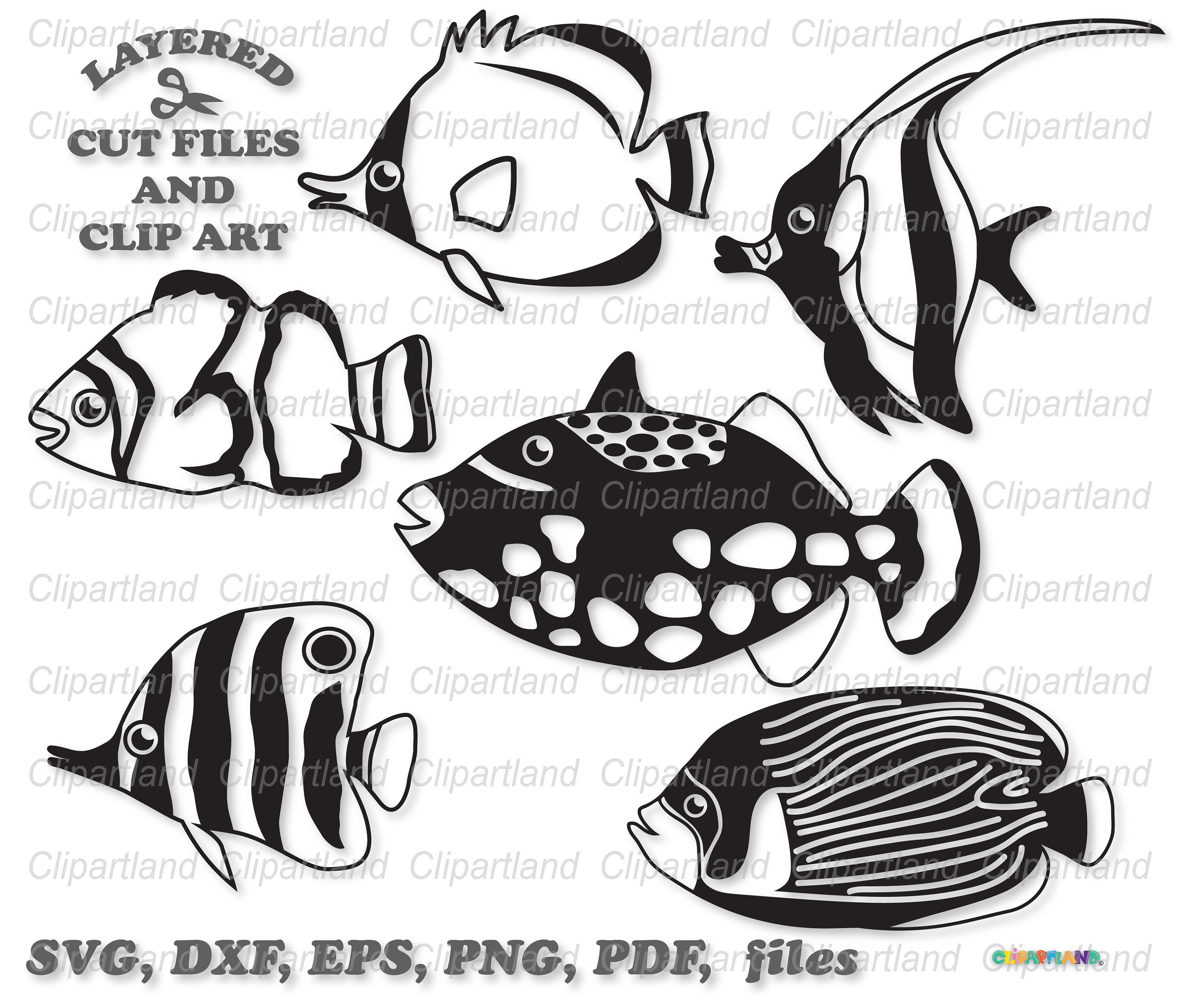 Coral Reef Fish Clipart Black And White