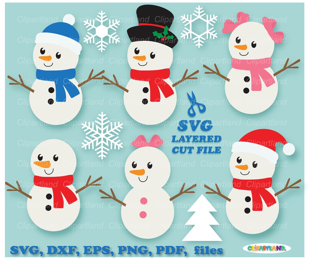 Cute Christmas Snowman SVG Clipart, Commercial Use (digital Download ...