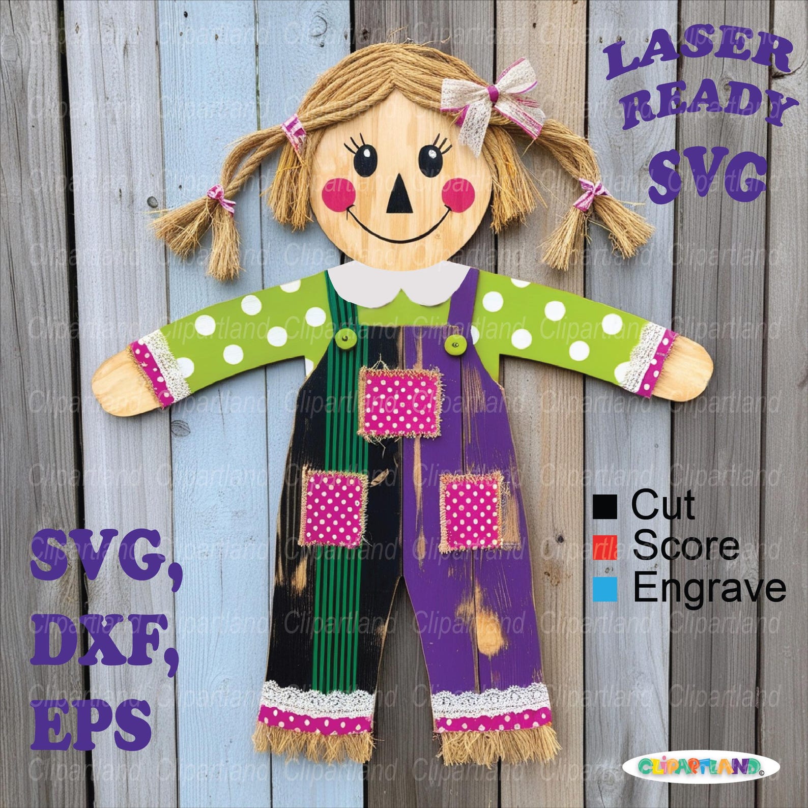 INSTANT Download. Cute Scarecrow Girl Door Hanger Svg Cut File for ...