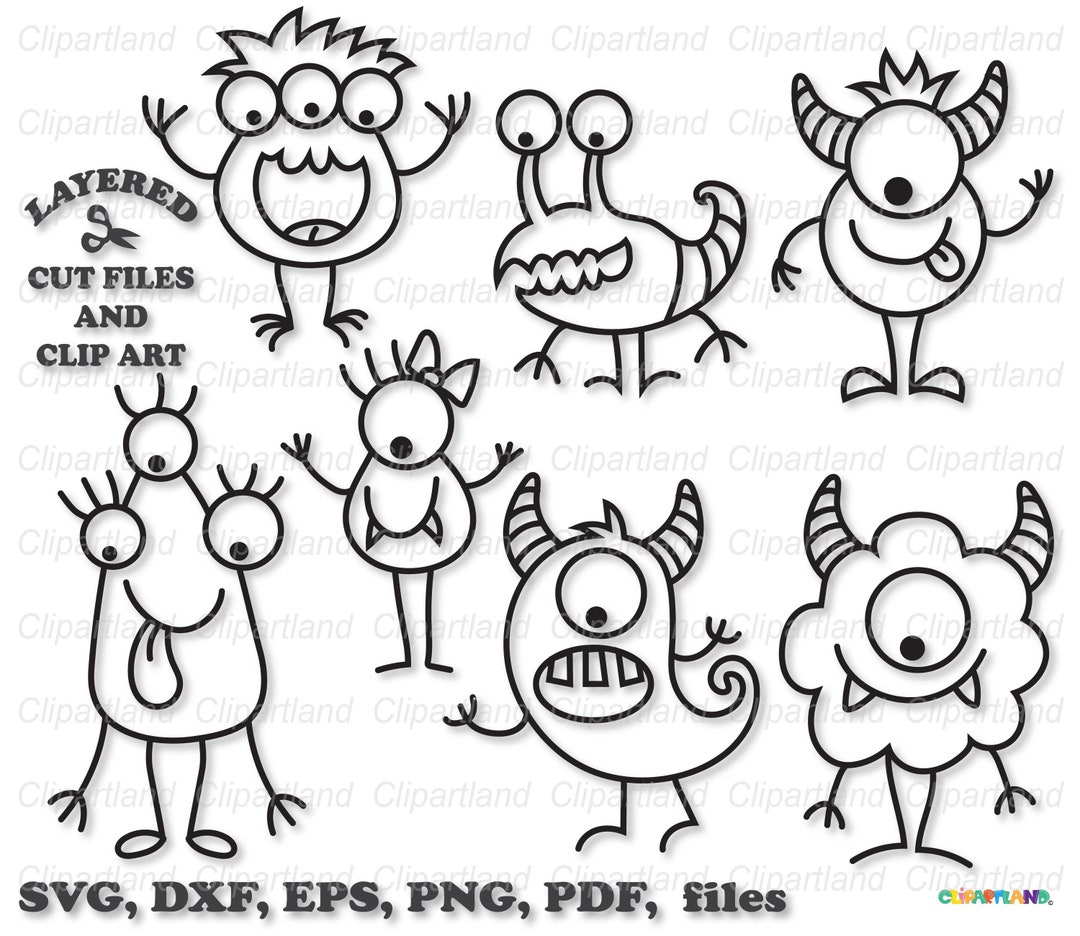 INSTANT Download. Cute Stick Figure Monster Bundle Svg Cut File and ...