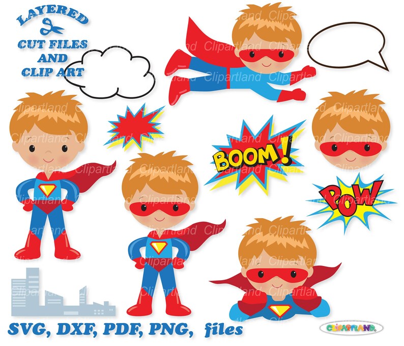 Superhero Boy Clipart (svg, Png, Pdf, Dxf Files) (digital Download) - Etsy