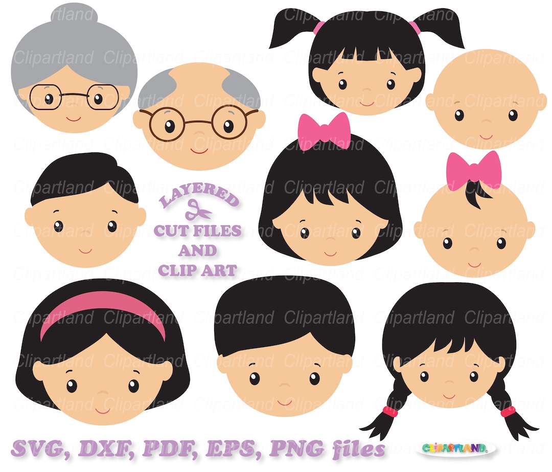 Family Faces Clipart & Cut Files (svg, Pdf, Png, Dxf, Eps) - Etsy