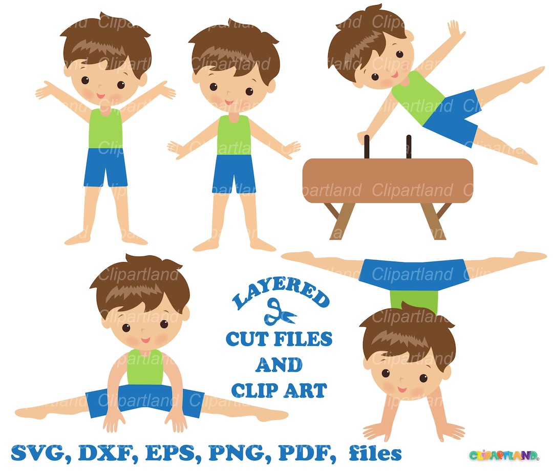 INSTANT Download. Cute Boy Gymnast Svg Cut Files and Clip Art. Personal ...