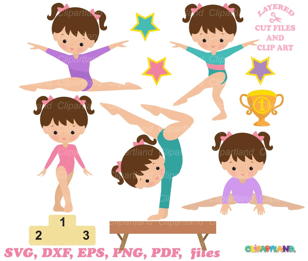 INSTANT Download. Cute Girl Gymnast Cut Files and Clip Art. Personal ...