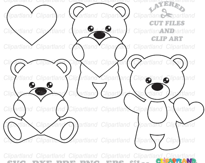 Teddy Bear SVG. Bear Couple Svg. Valentine's Day Svg. Circut Cut Files ...