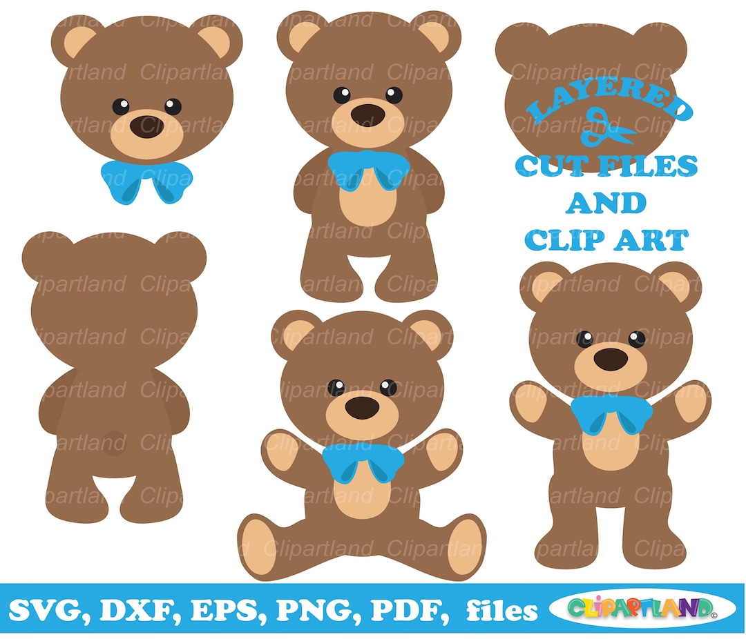 INSTANT Download. Cute Teddy Bear Boy Cut Files and Clip Art ...