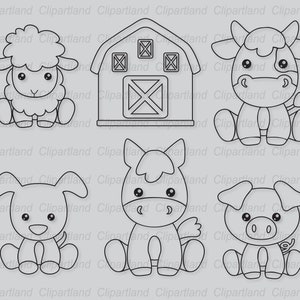 INSTANT Download. Farm Animals Digital Stamp Cut Files and Clip Art ...