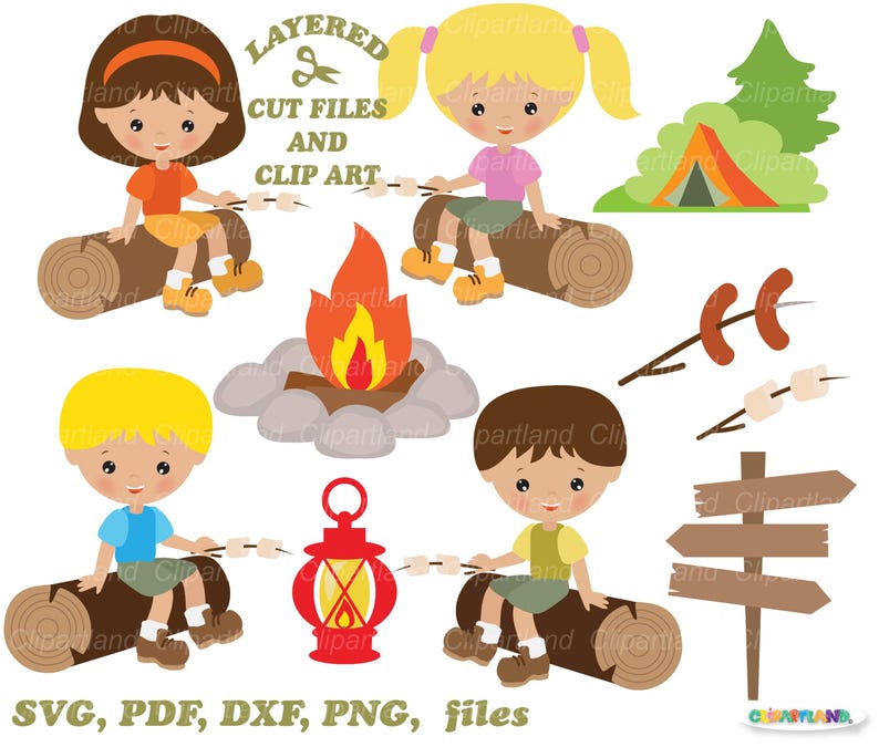 Camping Children Clipart SVG Cut Files (digital Download) - Etsy