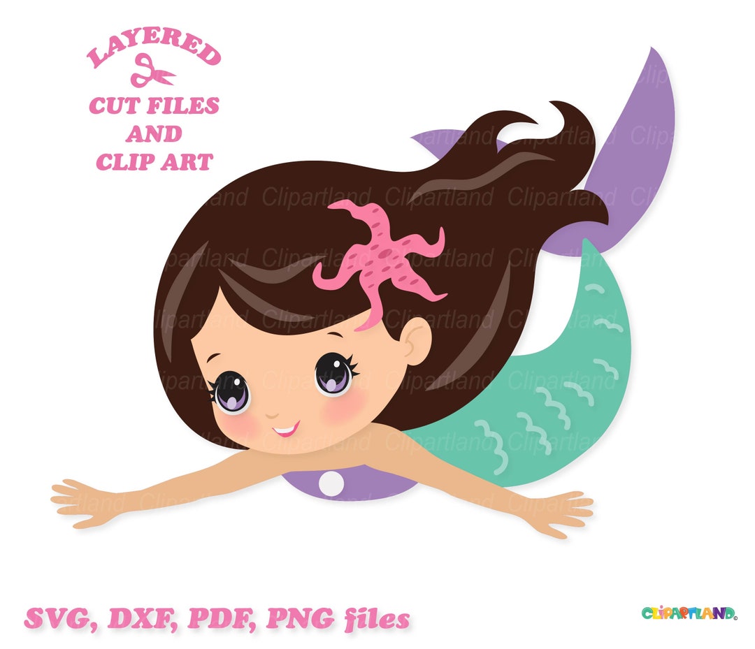 INSTANT Download. Cute Mermaid Cut File and Clip Art. Personal and ...