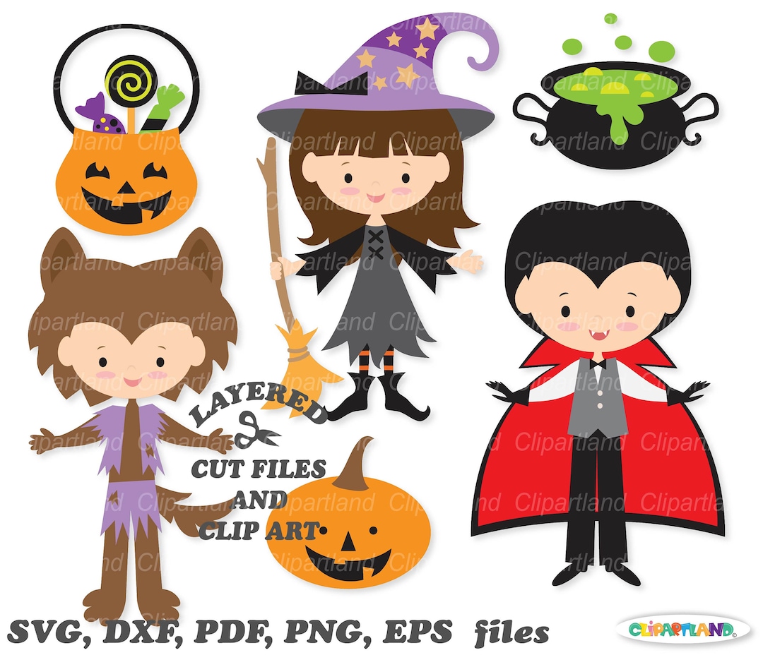 INSTANT Download. Halloween Kids Layered Cut Files and Clip Art ...