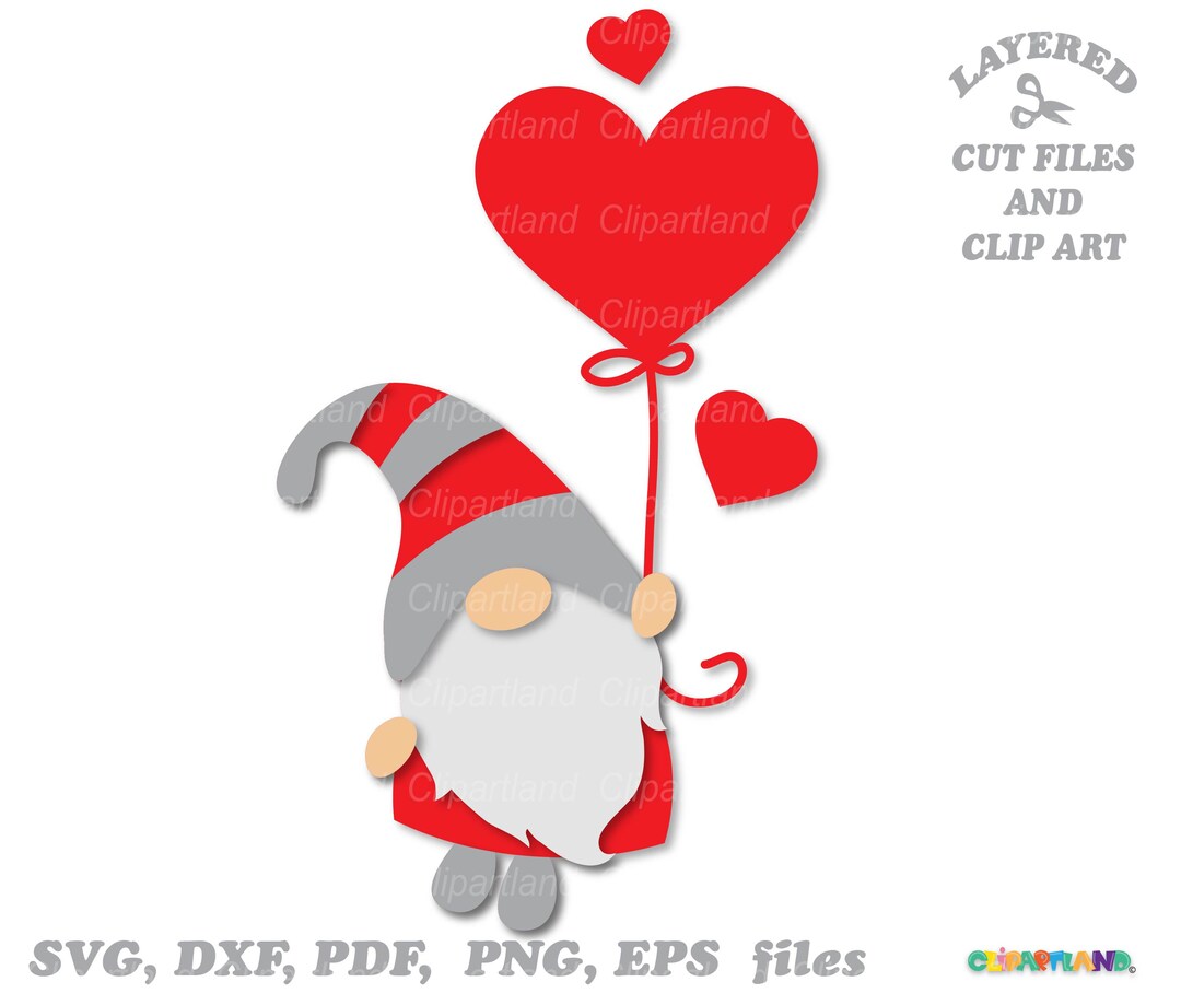 INSTANT Download. Cute Valentine Gnome With a Balloon in the Form of a ...