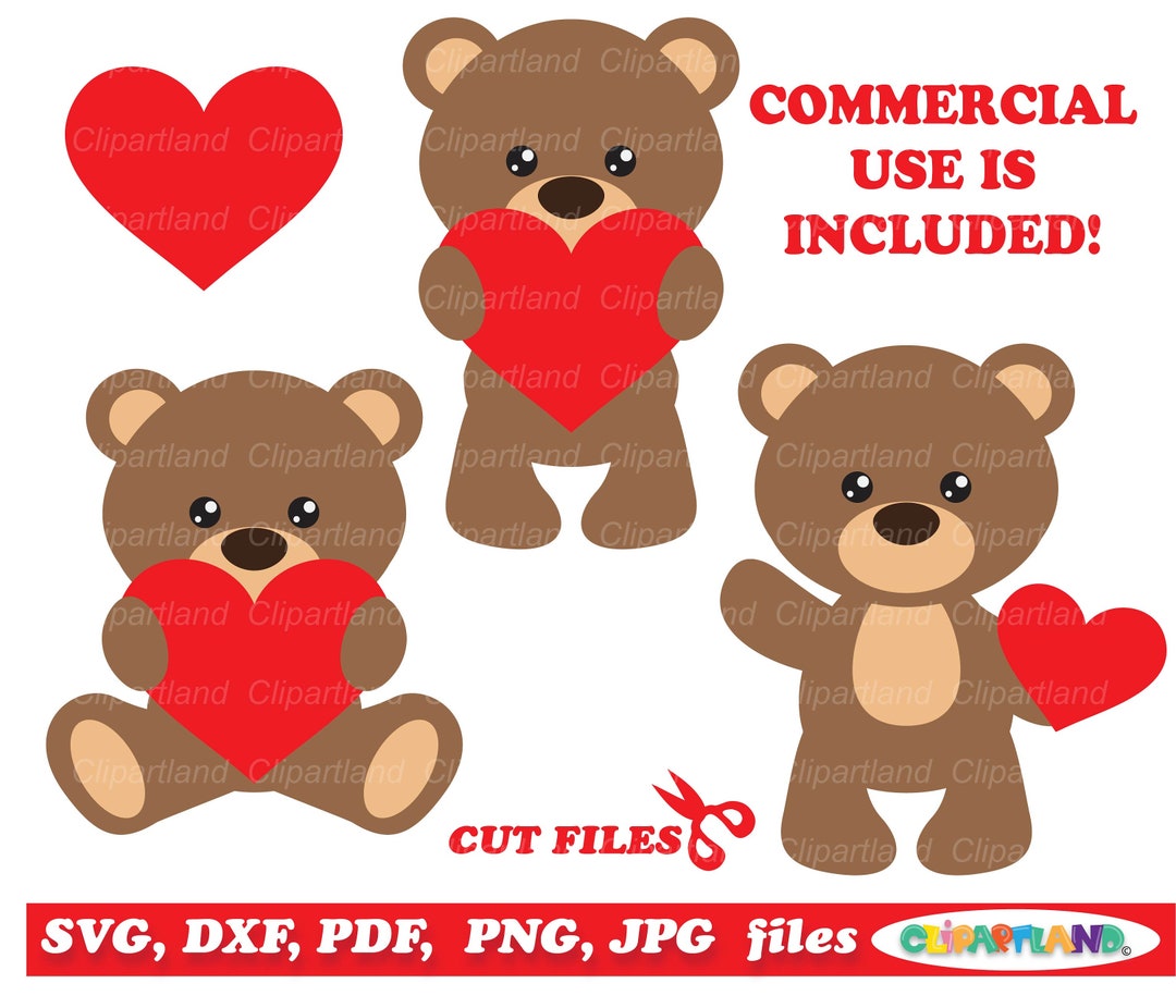 INSTANT Download. Cute Valentine Bear Svg Cut File and Clip Art. Bv_1 ...