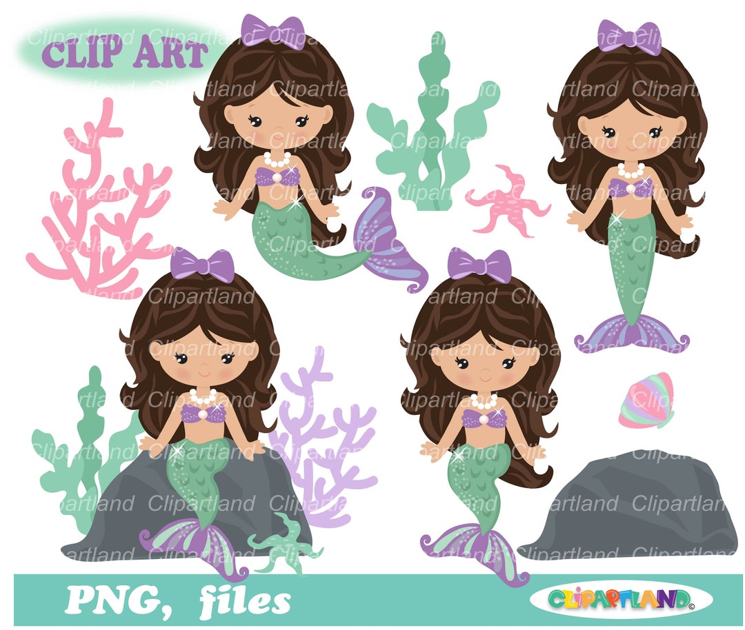 INSTANT Download. Cute Mermaids Clip Art. Personal and Commercial Use ...