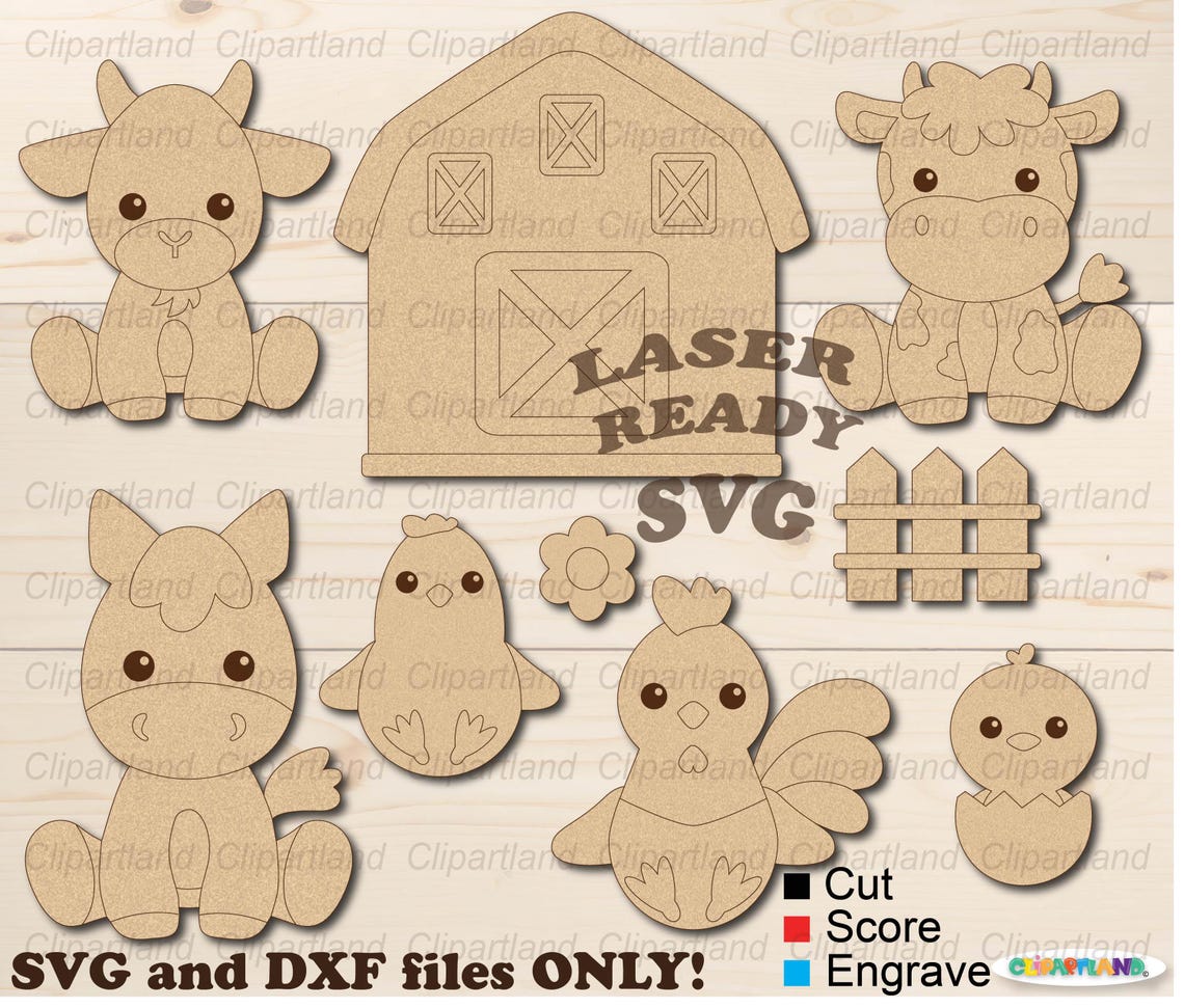 Baby Farm Animals SVG Laser Cut Files, DIY Paint Kit (digital Download ...