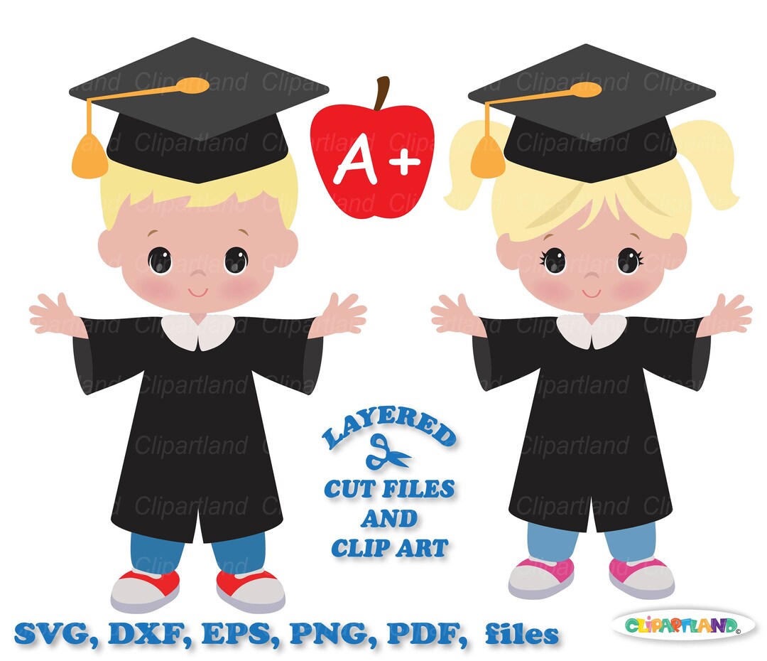 INSTANT Download. Cute Kindergarten Kids Graduation Cut File and Clip ...