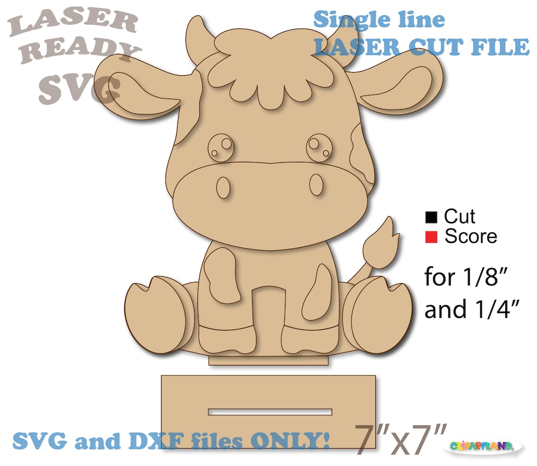 INSTANT Download. Cute Sitting Cow for Laser Cutting. Single Line Svg ...