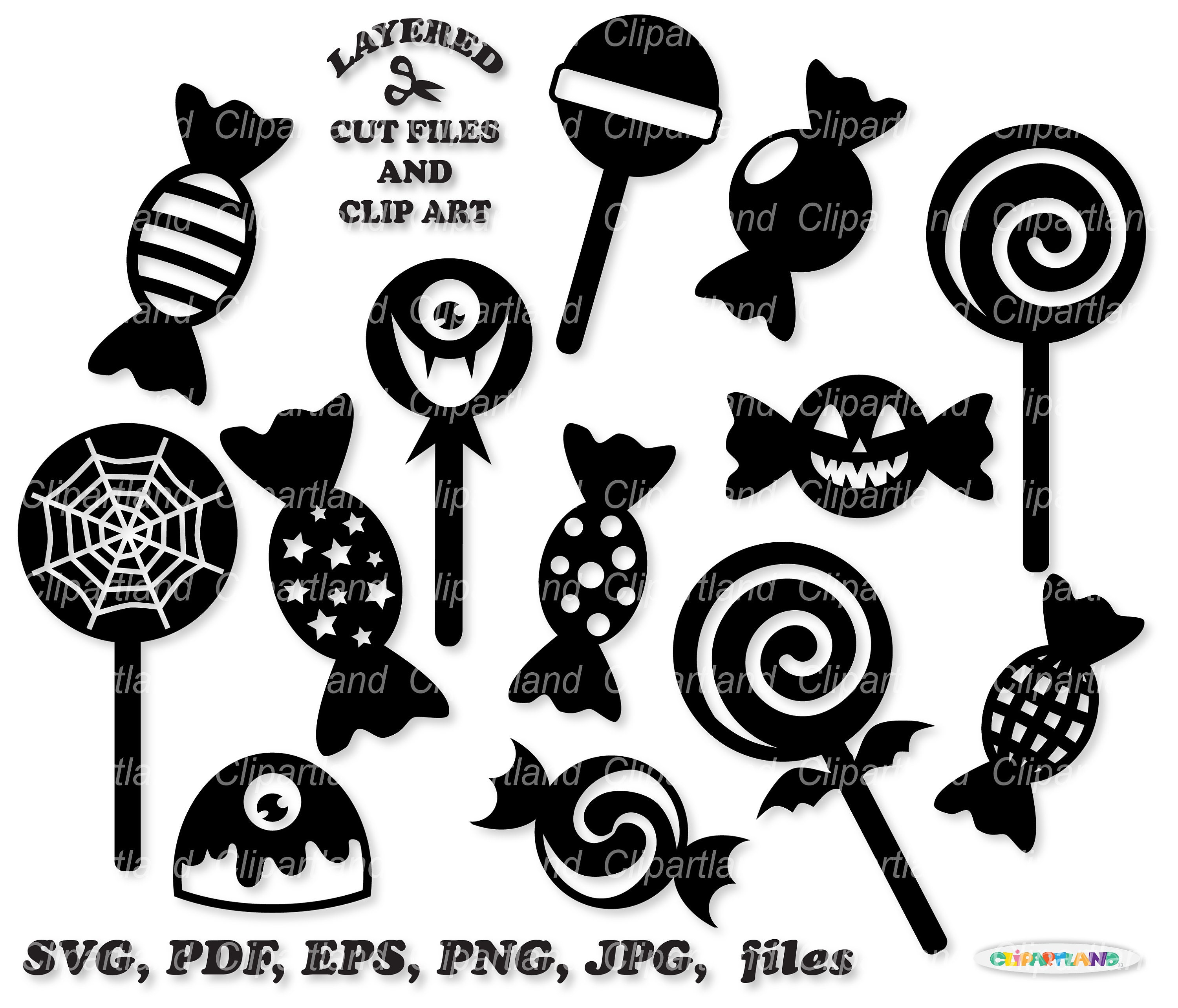 Halloween Candy Black And White Clip Art