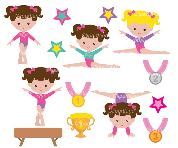 INSTANT Download. Gymnastics Clip Art. Girls Gymnasts. | Etsy