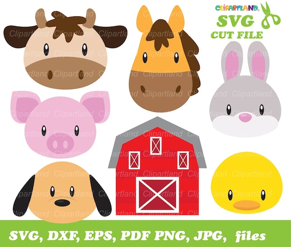 Download ISTANTANEO. Farm animal face svg cut files and clip - Etsy Italia