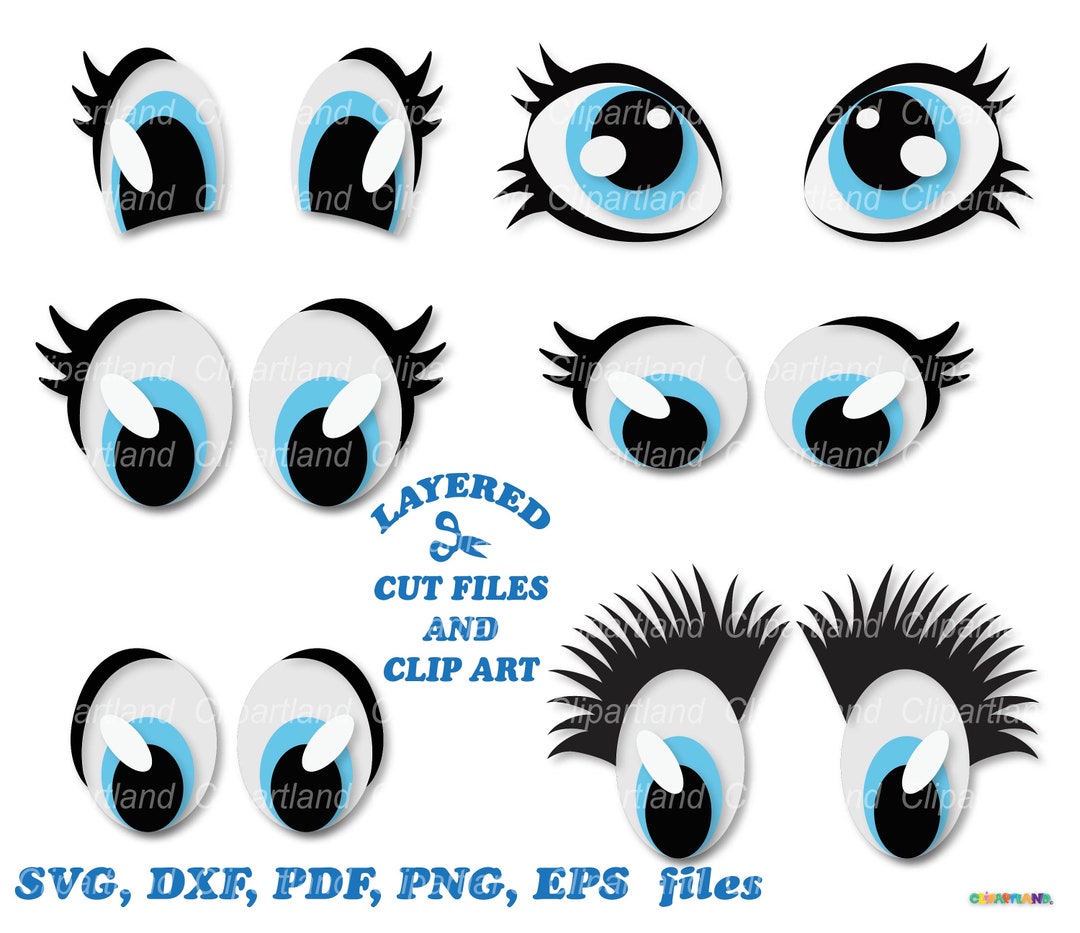 INSTANT Download. Cute Cartoon Blue Eyes Cut Files and Clip Art ...