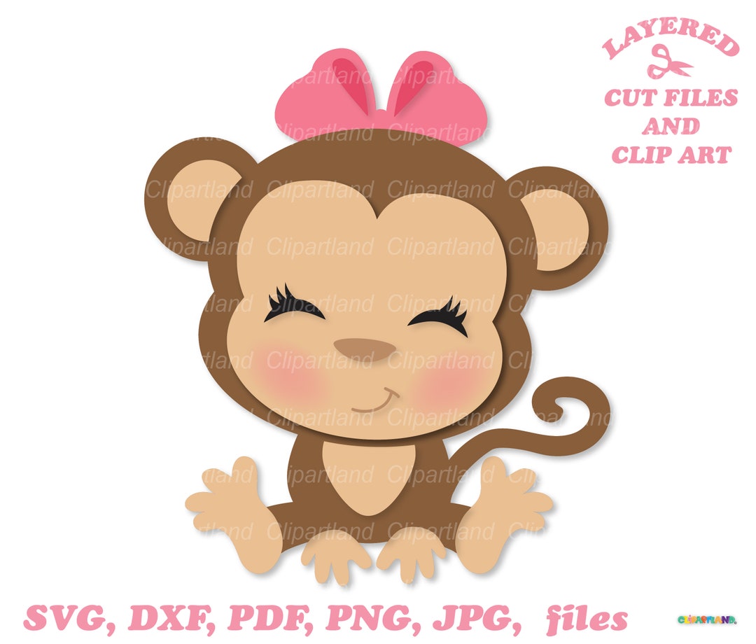 INSTANT Download. Cute Sitting Monkey Girl Svg Cut File and Clip Art ...