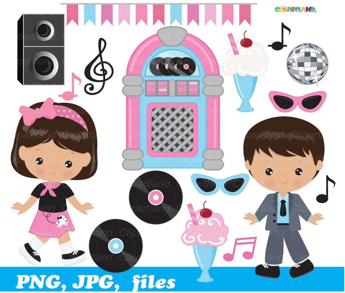 INSTANT Download. Sock Hop Party Clip Art. 50s Clip Art. - Etsy