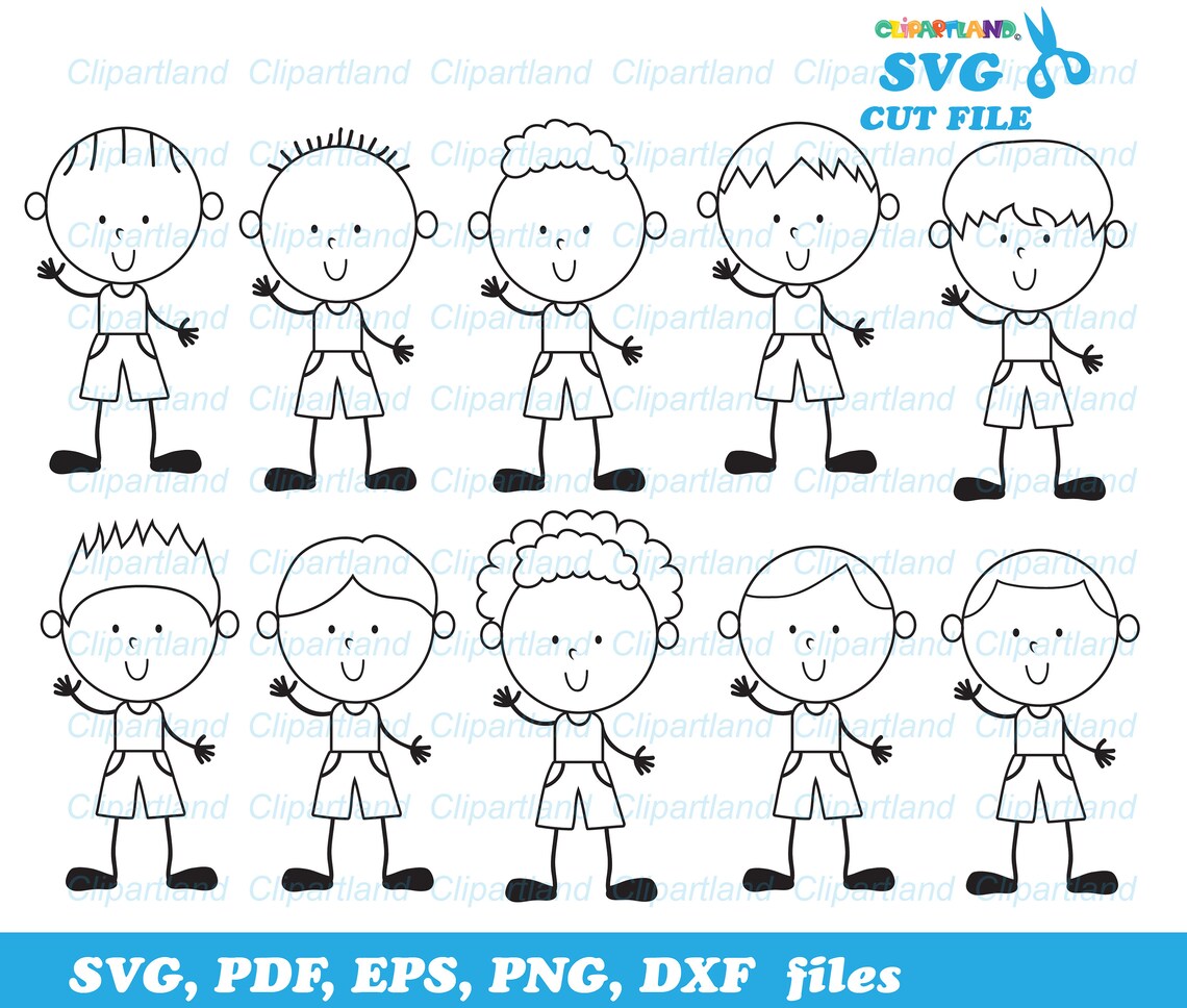INSTANT Download. Stick Figure Boy Svg Cut Files and Clip Art. | Etsy