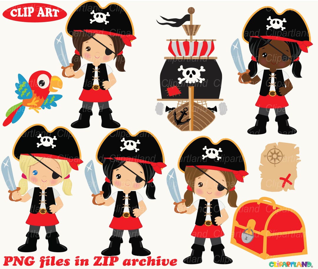 INSTANT Download. Pirate Girl Clip Art. Personal and Commercial Use. P ...
