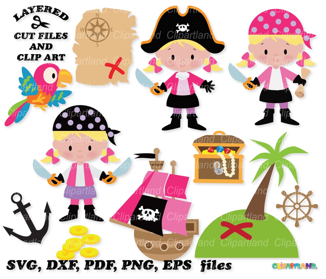 INSTANT Download. Cute Little Blonde Pirate Girl Set Svg Cut Files and ...