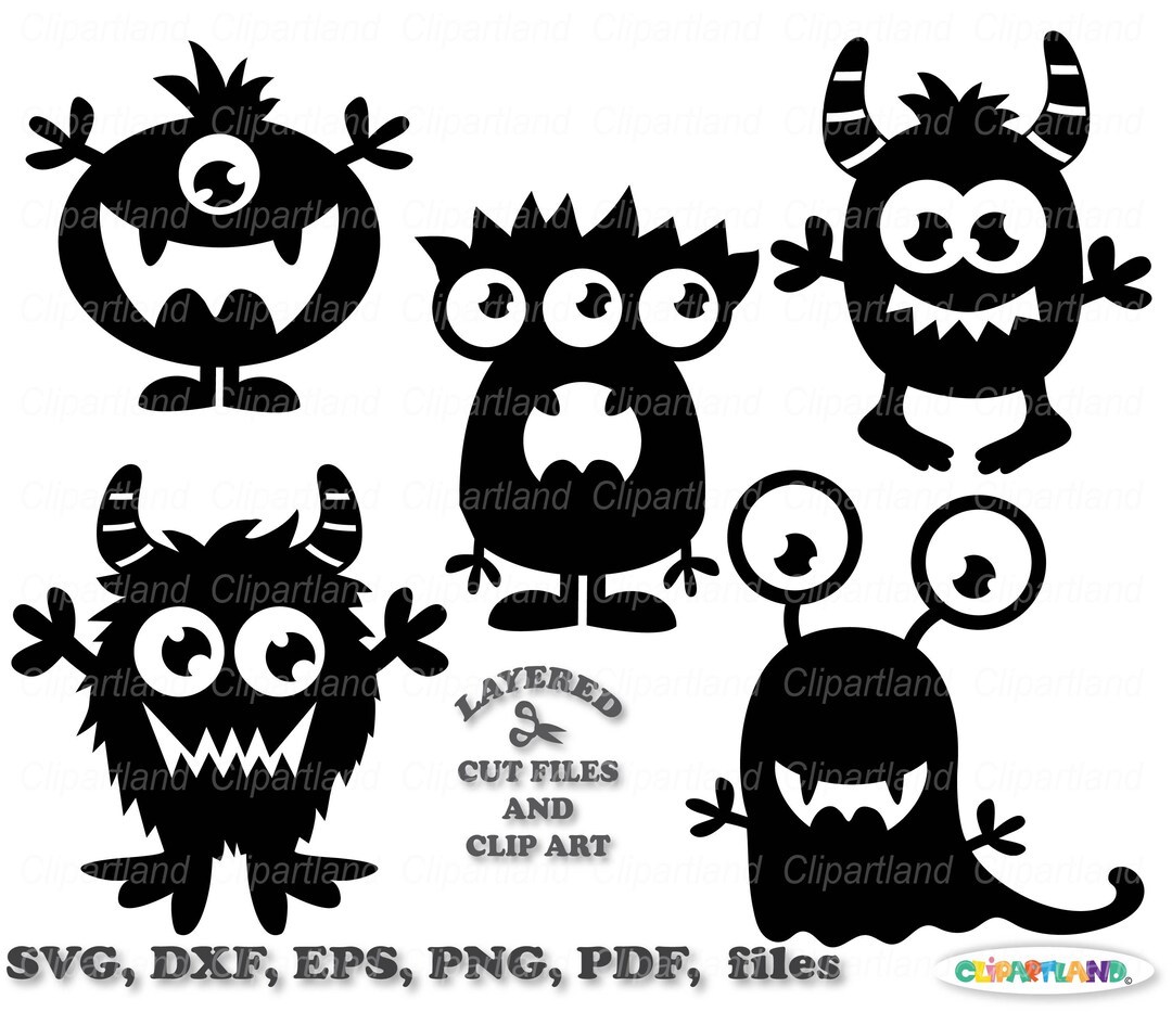 INSTANT Download. Cute Little Monster Silhouette Svg Cut File and Clip ...