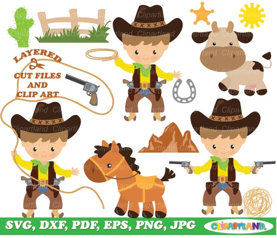 INSTANT Download. Little Cowboy Cut File and Clip Art. C_5. | Etsy
