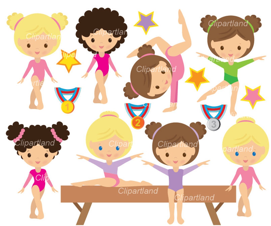 INSTANT Download. Girls Gymnasts Clip Art. Cgym_10_gymnastics. - Etsy