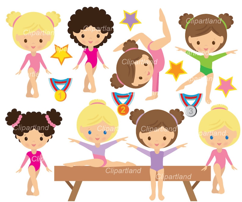 INSTANT Download. Girls Gymnasts Clip Art. Cgym_10_gymnastics. - Etsy