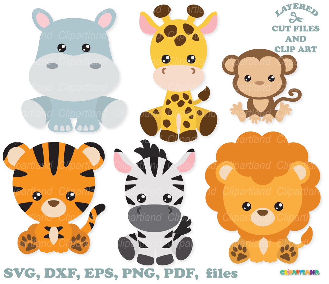 Baby Animals Jungle Clipart Scene